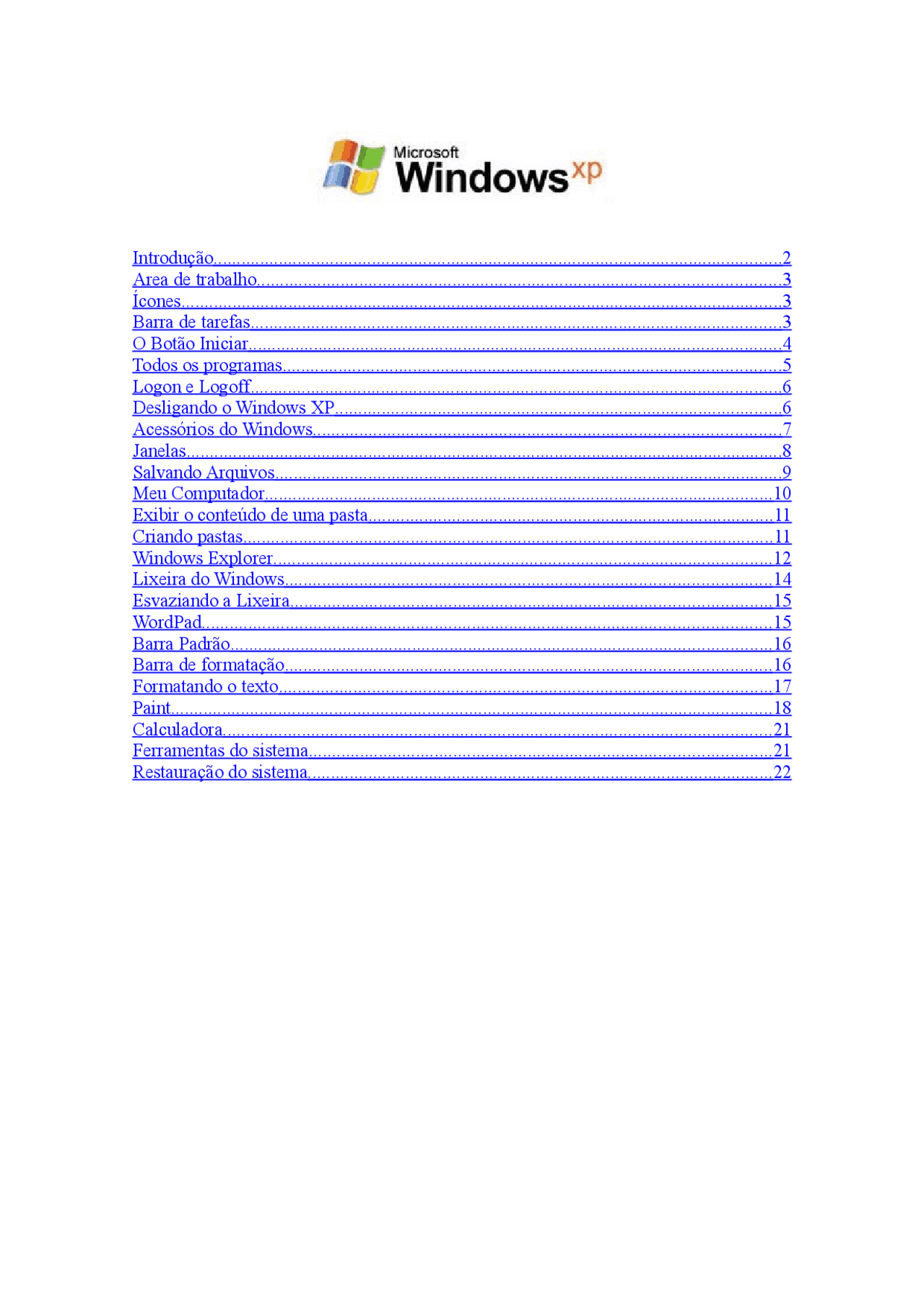 Windows xp - Apostilas - Informática Part1 | Study notes Computer ...