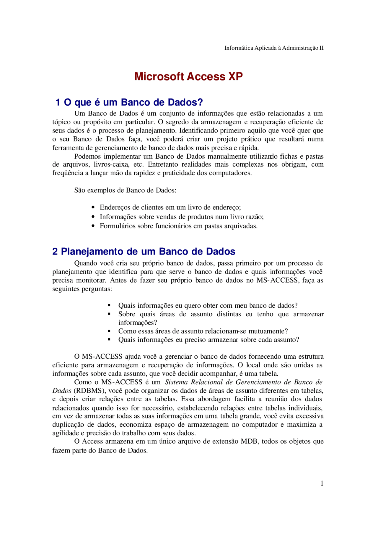 Microsoft Access Xp Apostilas Informática Part1 Docsity