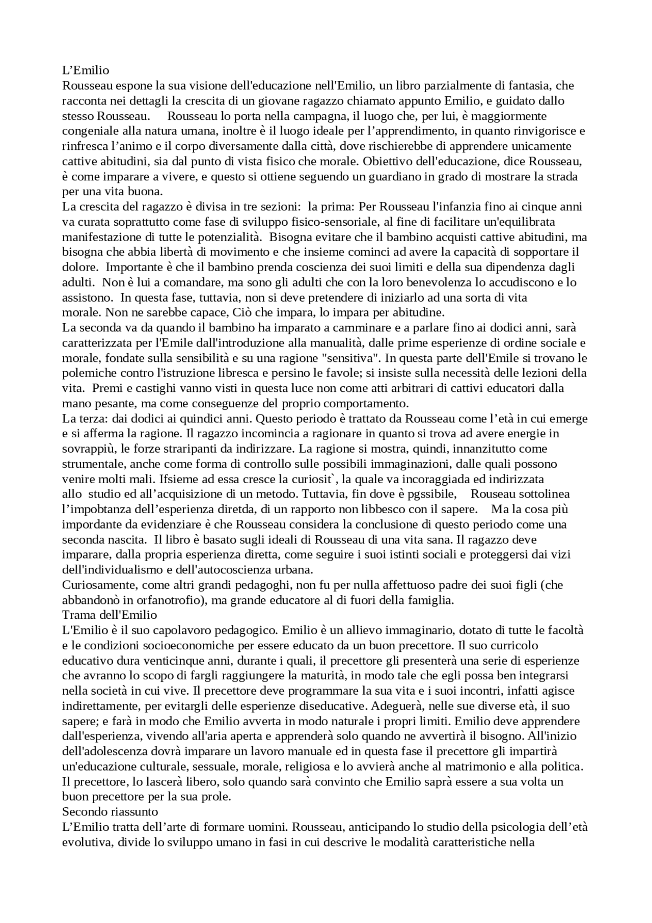 Emilio E Contratto Sociale Docsity