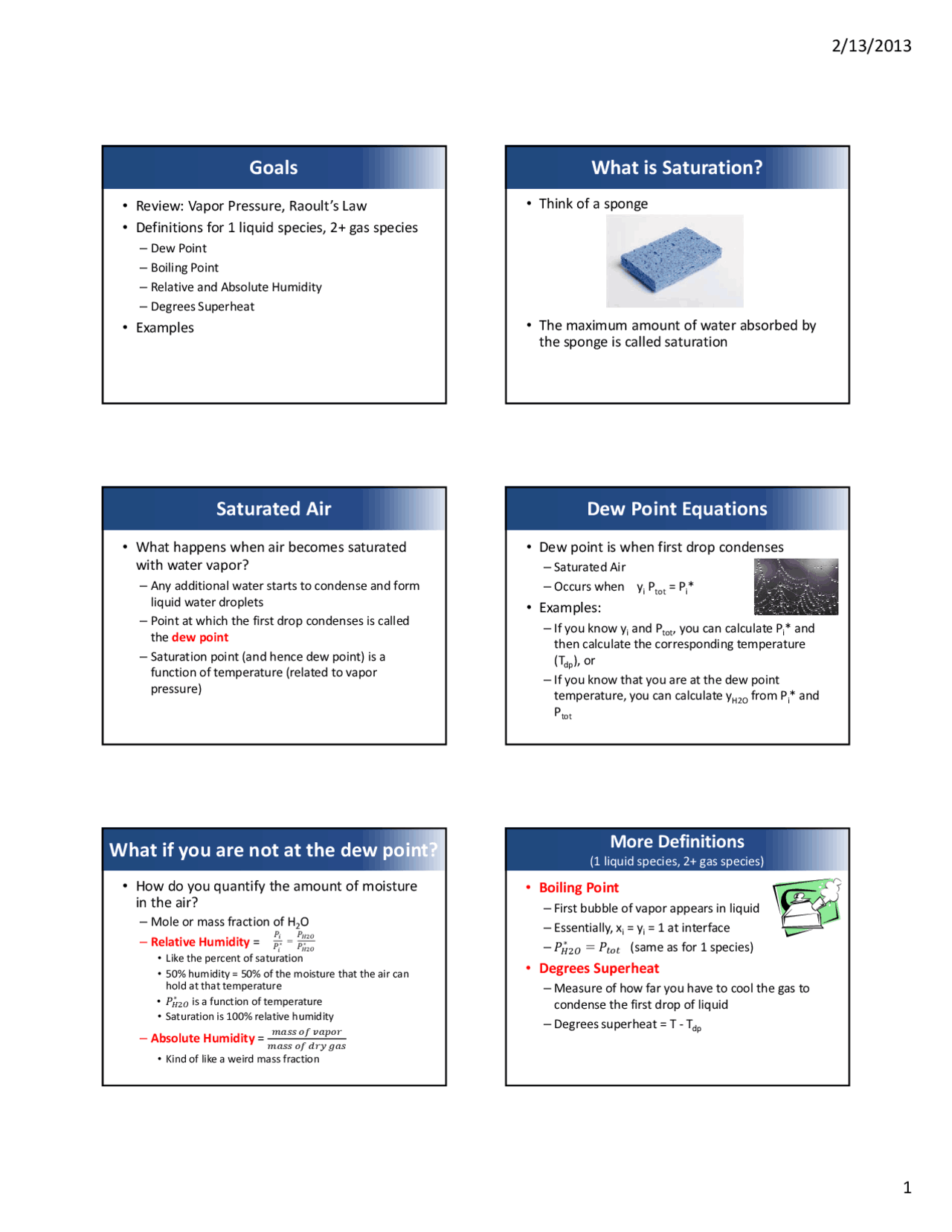 Saturation Chemical Process Principles Lecture Slides Docsity