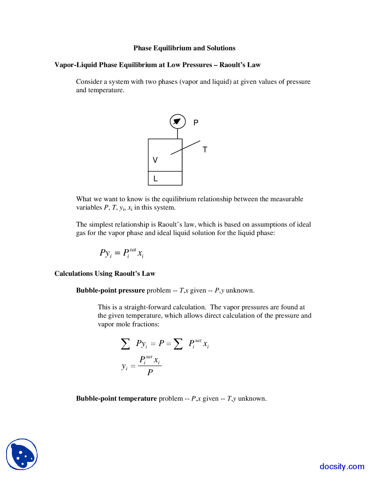 Phase Equilibrium and Solutions - Introduction to Chemical Engineering ...