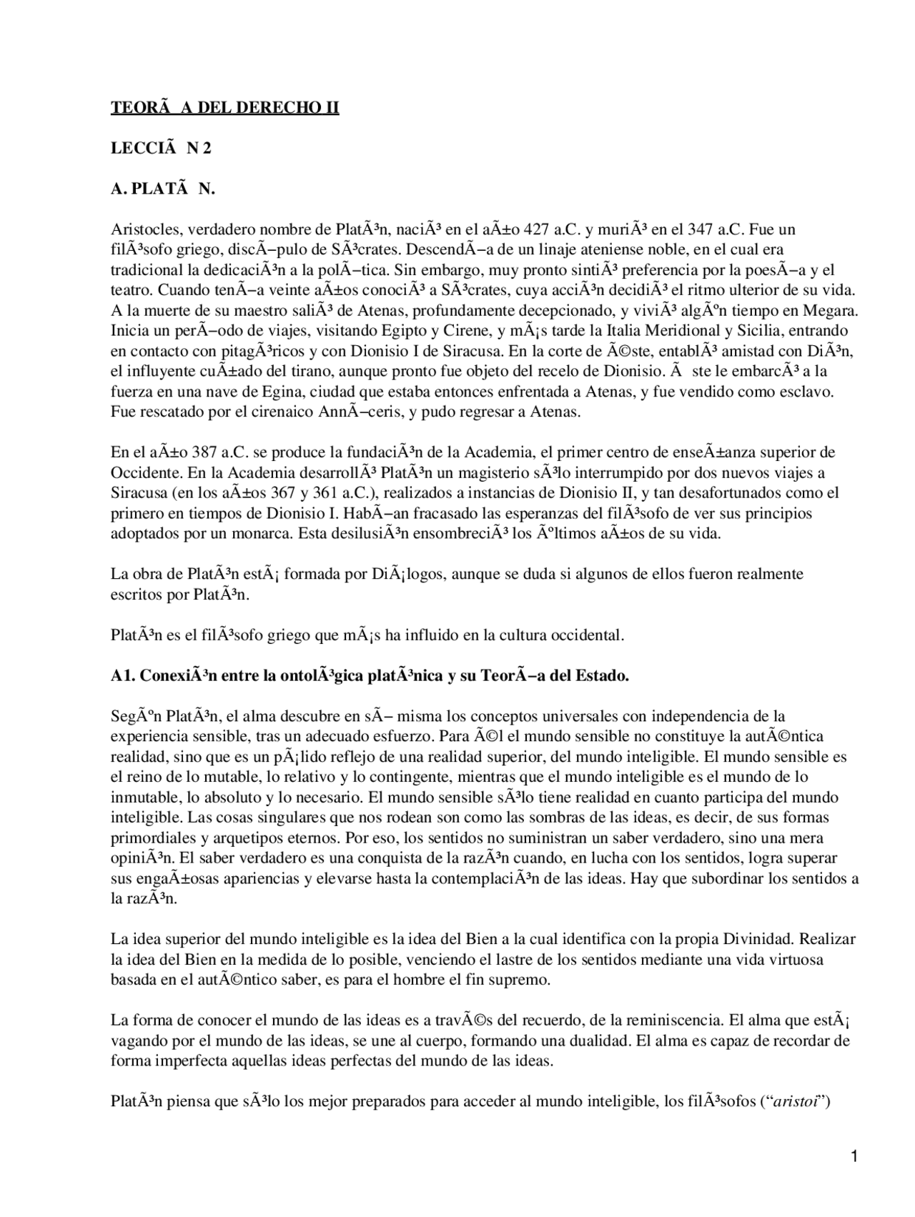 Platón Apuntes Teoría Del Derecho Docsity