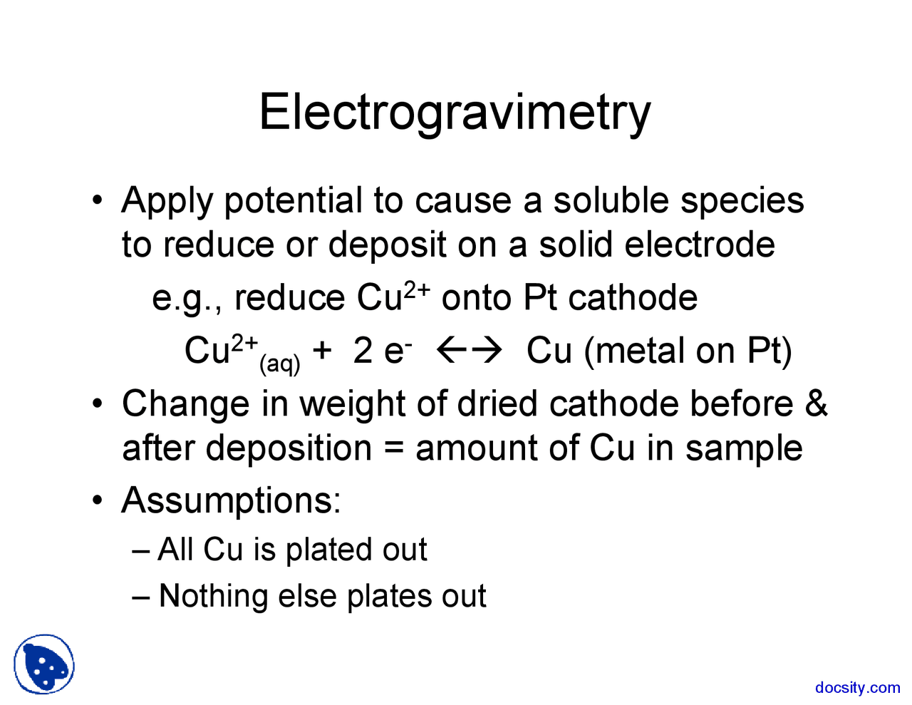 Cell for Electrogravimetry - Analytical Chemistry II - Lecture Slides ...