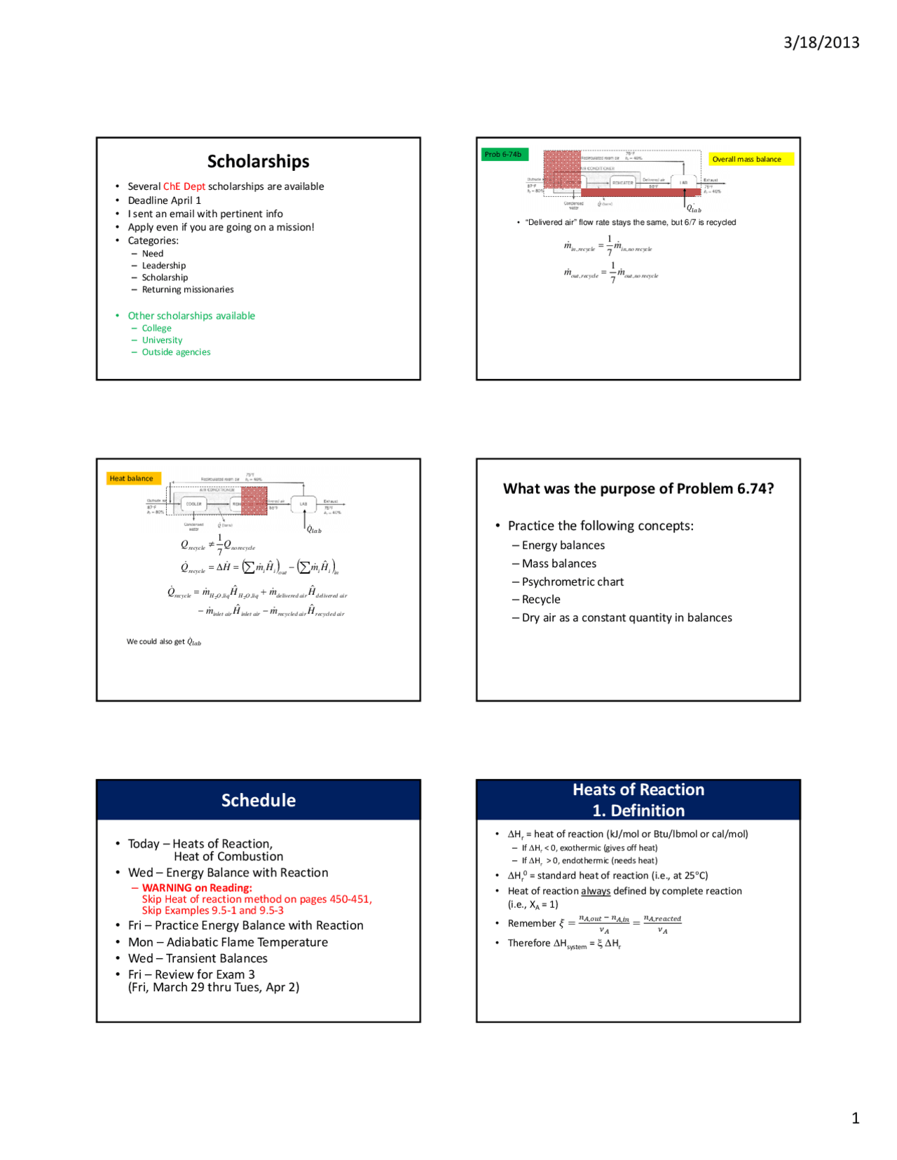 Heats Of Rxn Chemical Process Principles Lecture Slides Docsity