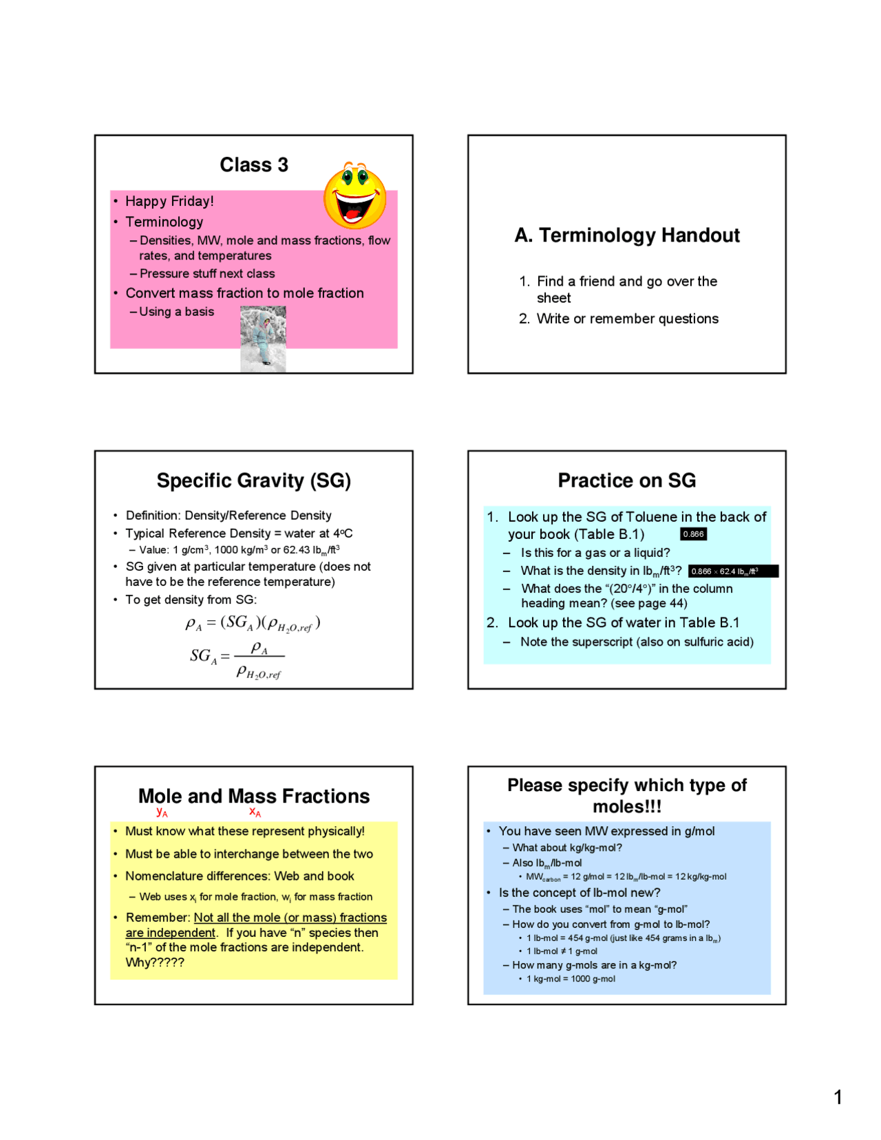 Mole Masstemperature Chemical Process Principles Lecture Slides