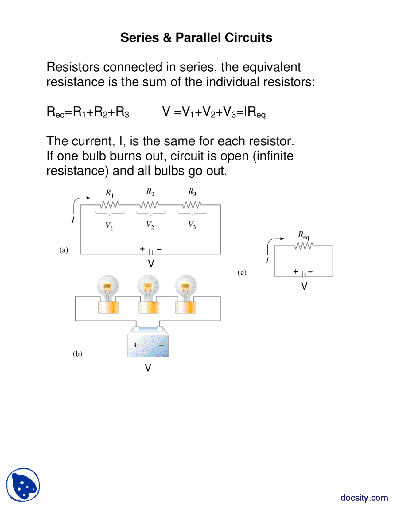 Series and Parallel Circuits - General Physics - Lecture Notes | Study ...