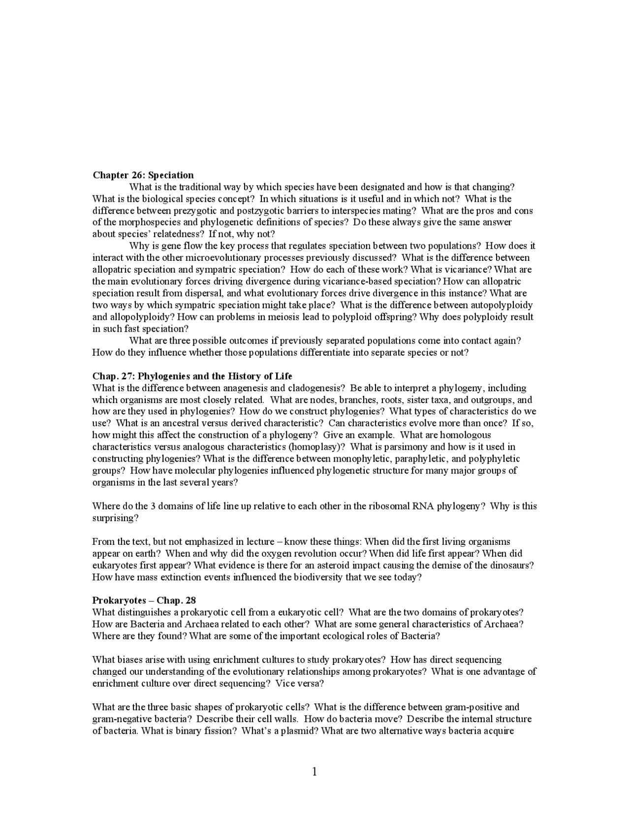 Speciation Ecology Evolution And Biodiversity Summary Docsity