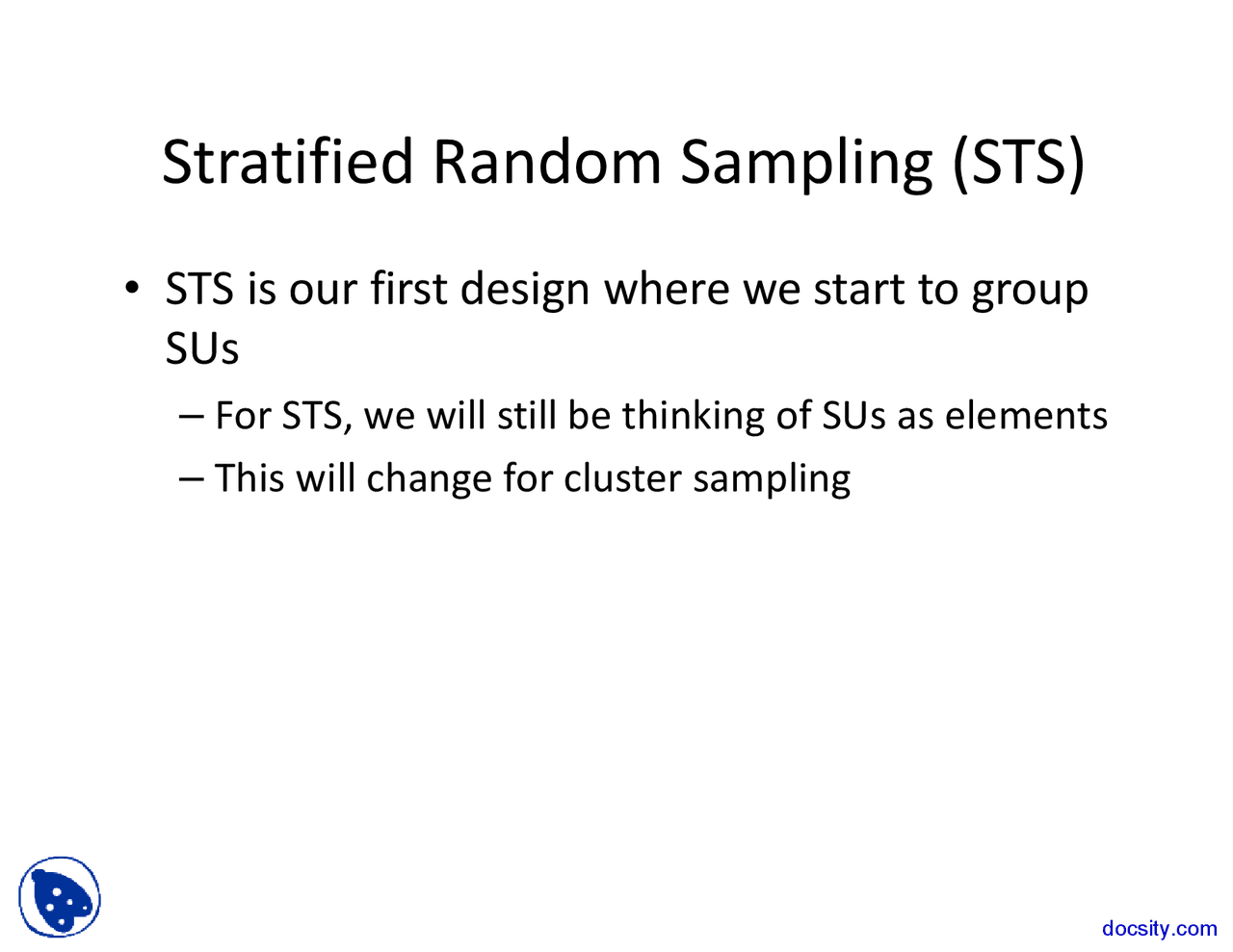 Stratified Random Sampling Survey Sampling Techniques Lecture