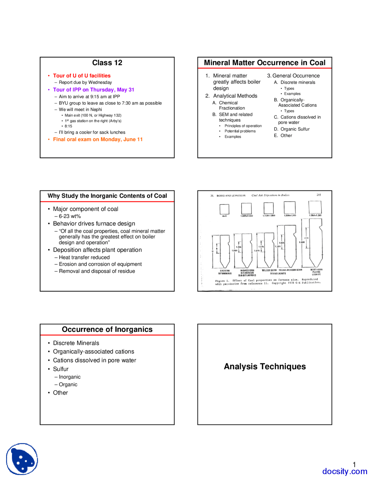 Minerals Coal Combustion Lecture Slides Docsity