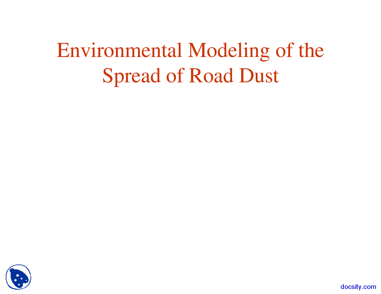 Road Dust Computational Sciences Lecture Slides Docsity