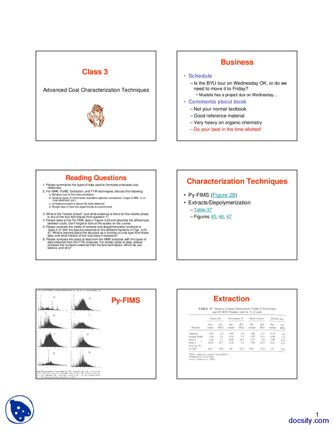 Coal Characterization Coal Combustion Lecture Slides Docsity