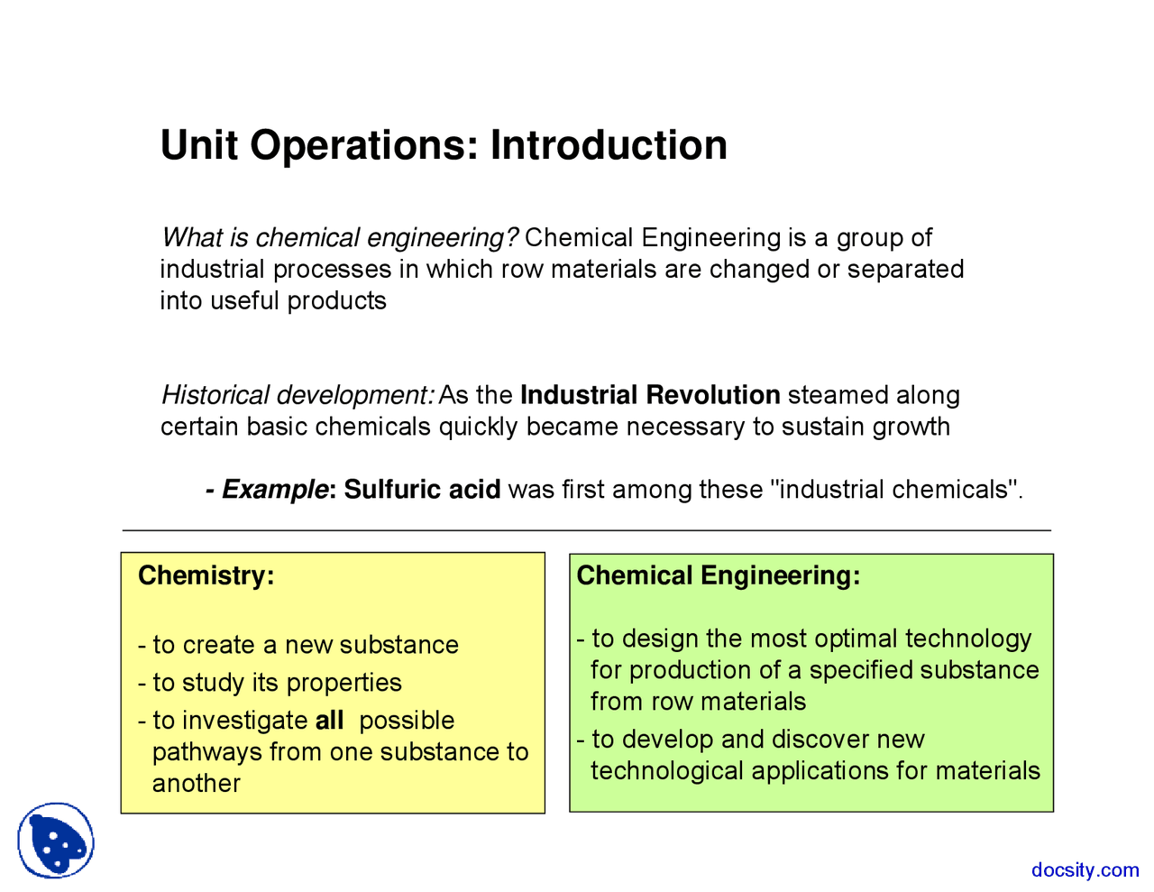 Ontroductions Unit Operations Lecture Slides Docsity