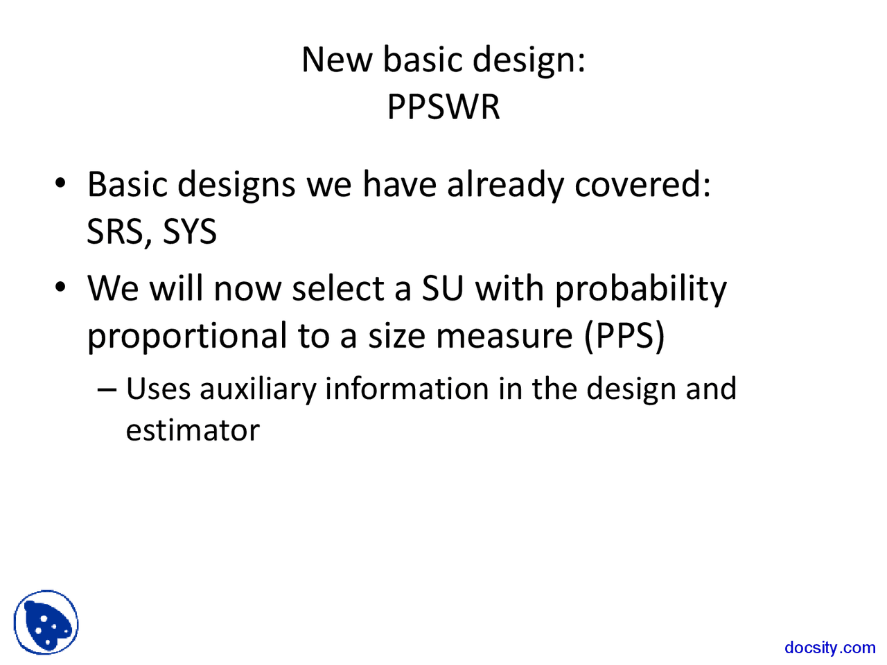 Ppswr Survey Sampling Techniques Lecture Slides Docsity