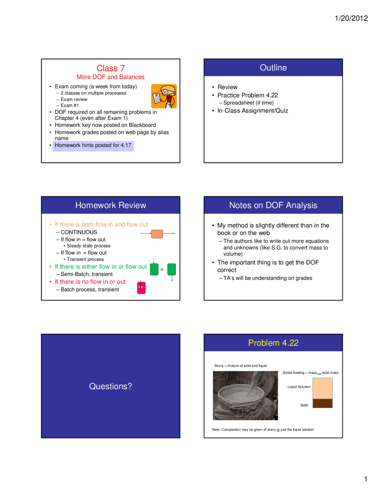 Dof Analysis Chemical Process Principles Lecture Slides Docsity