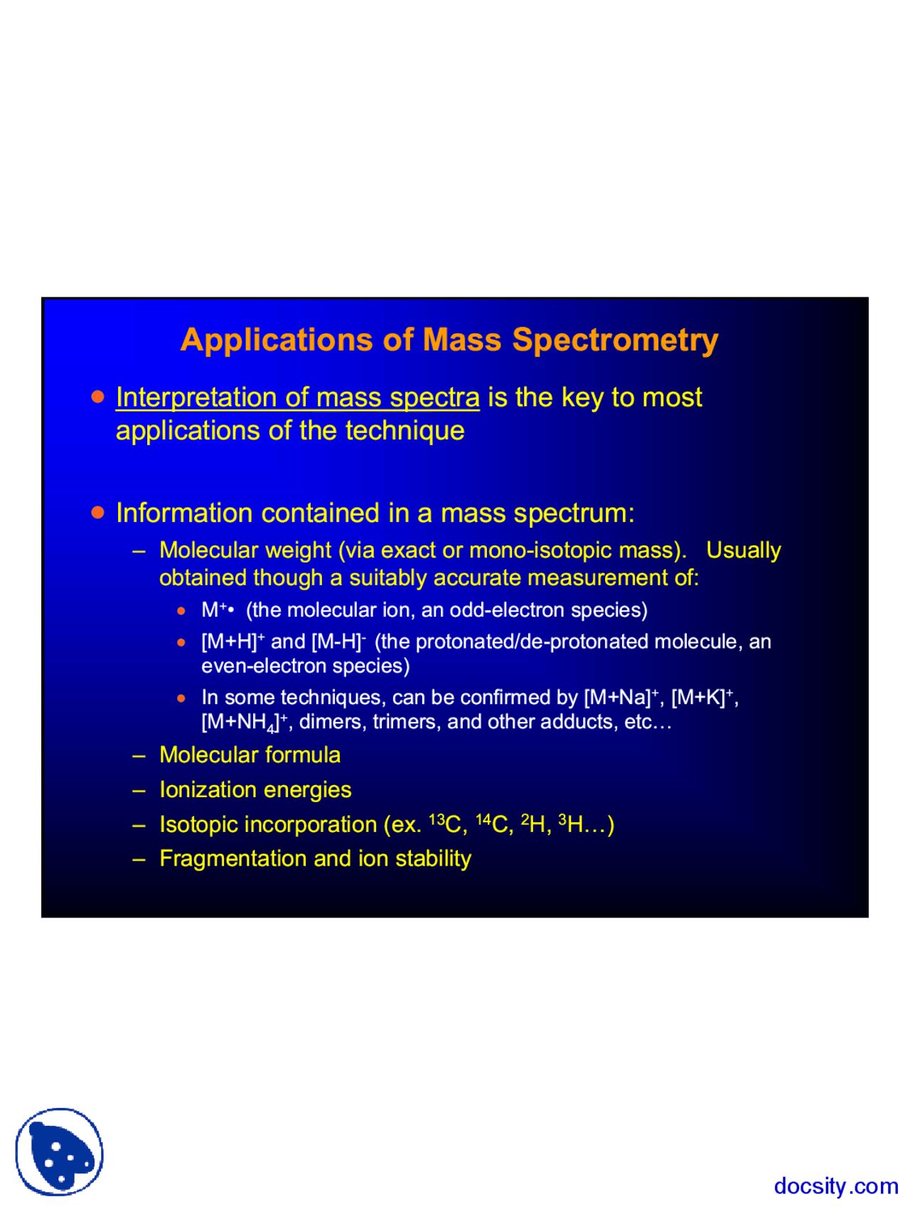 Applications of Mass Spectrometry - Advanced Analytical Chemistry ...