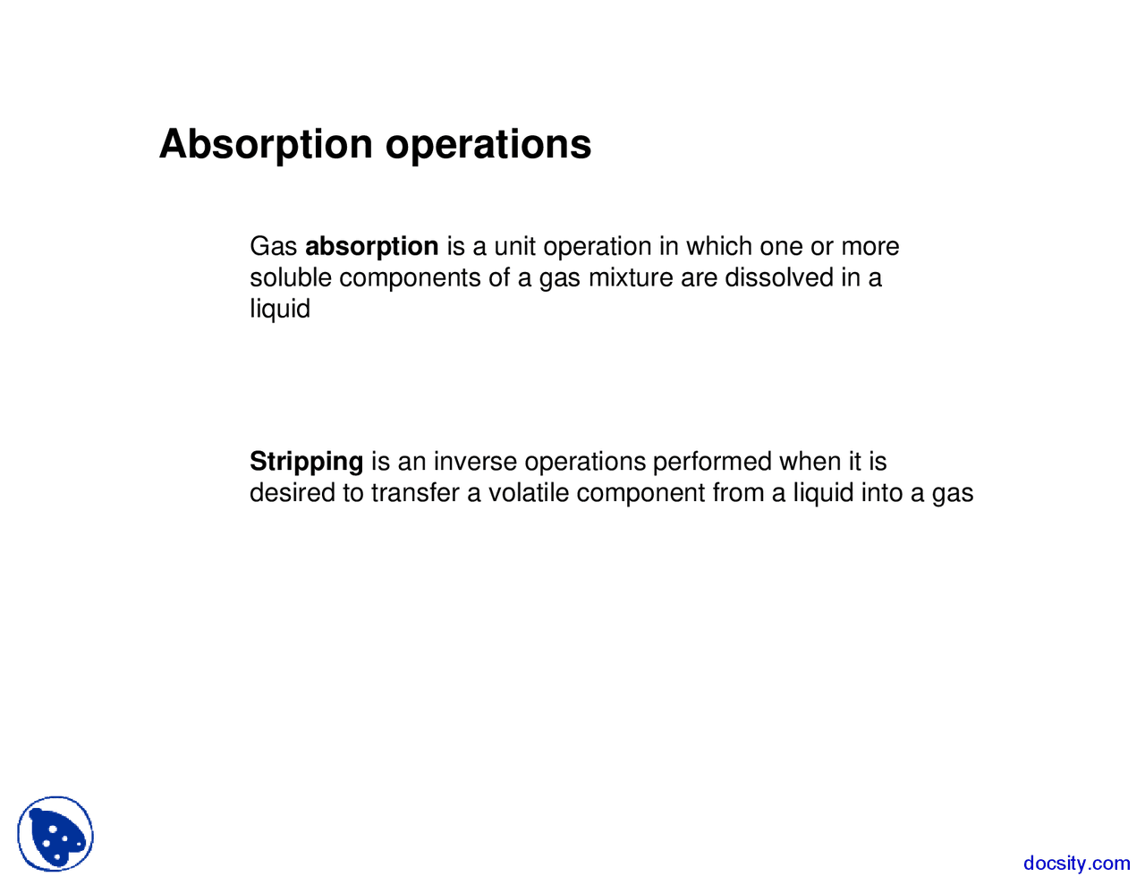 Absorption Operations - Unit Operations - Lecture Slides | Slides ...