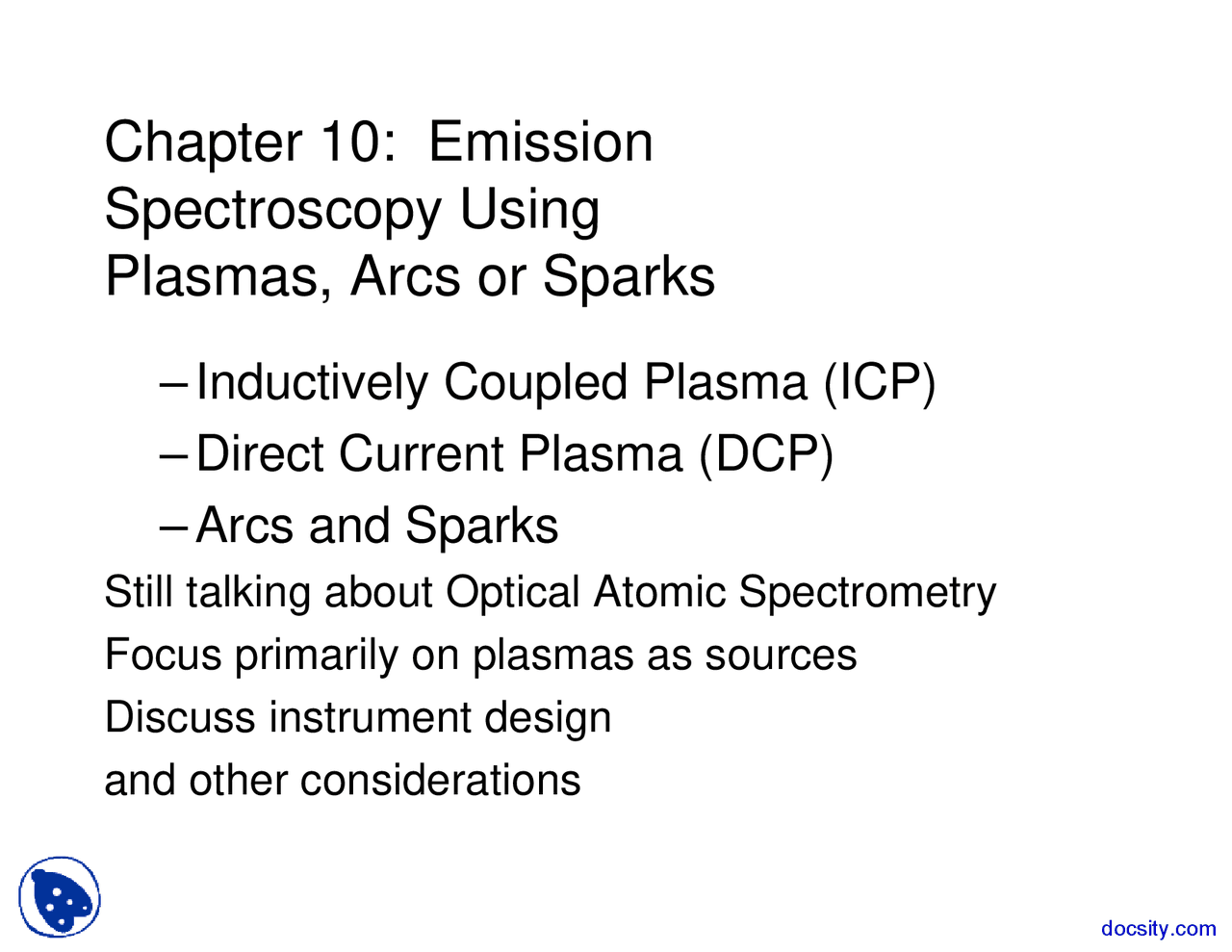 Emission Analytical Chemistry Ii Lecture Slides Docsity