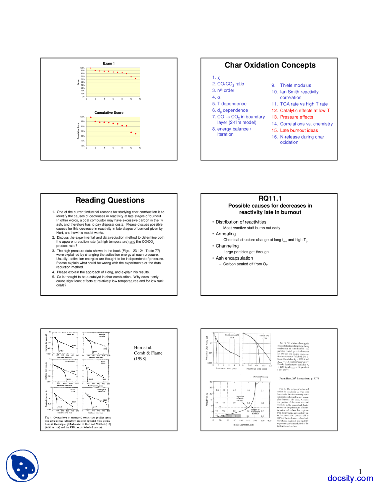 Advanced Models Coal Combustion Lecture Slides Docsity