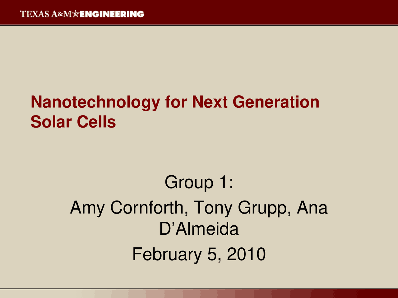 Nano Solar Cells Nanotechnology Lecture Slides Docsity