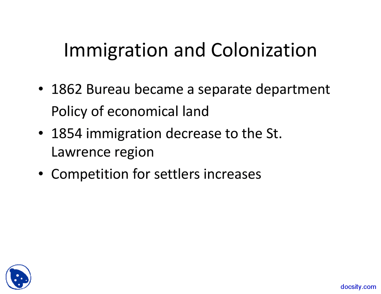 Immigration and Colonization - Agricultural Studies - Lecture Slides ...