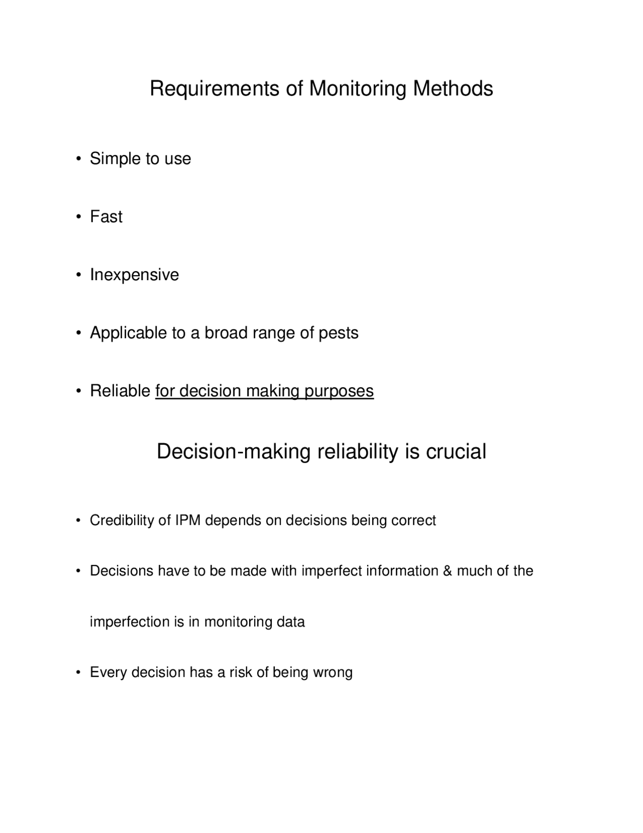 Decision Making Integrated Pest Management Handout Docsity