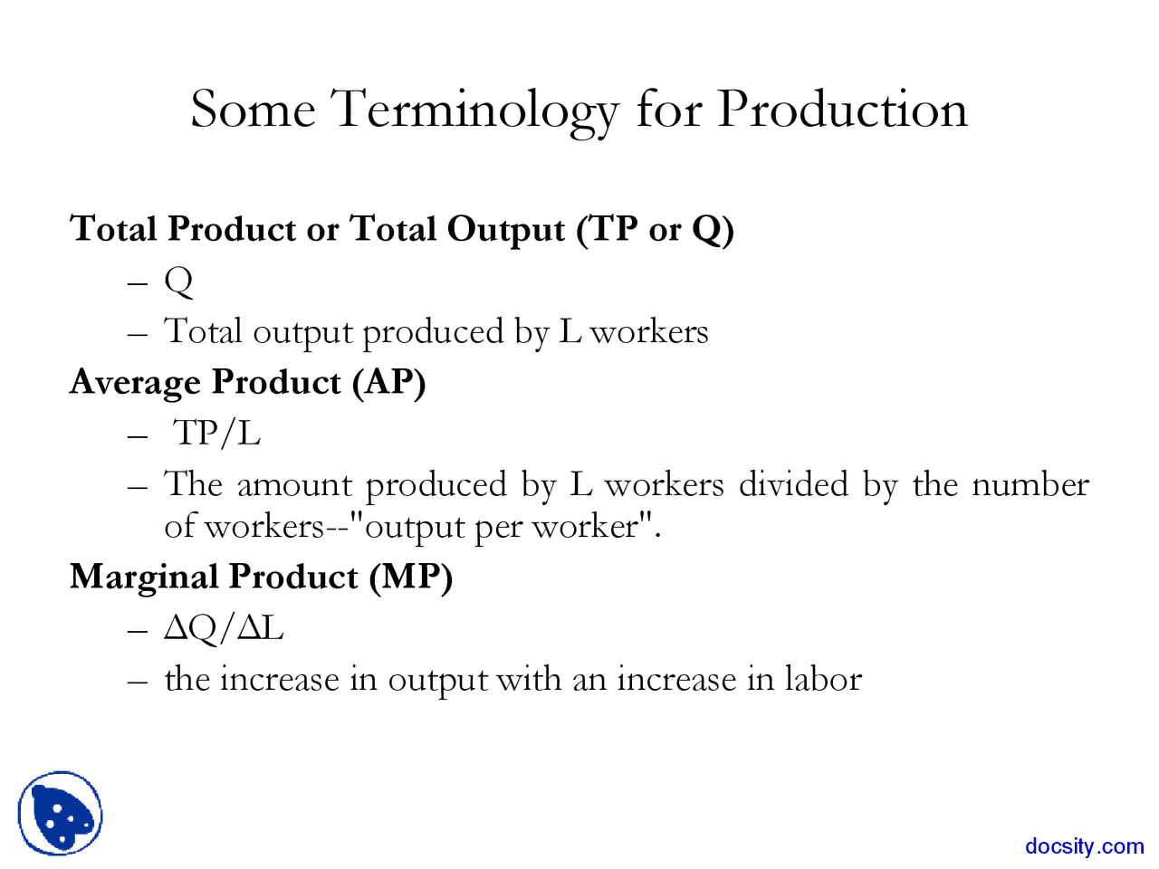 Production Managerial Economics Lecture Slides Docsity