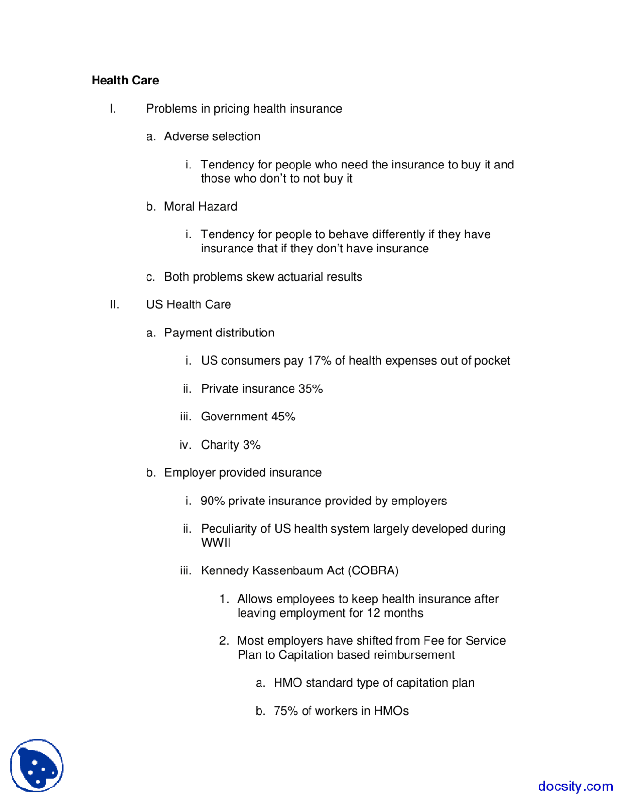 Health Insurance - Public Finance - Lecture Handout | Exercises Finance ...