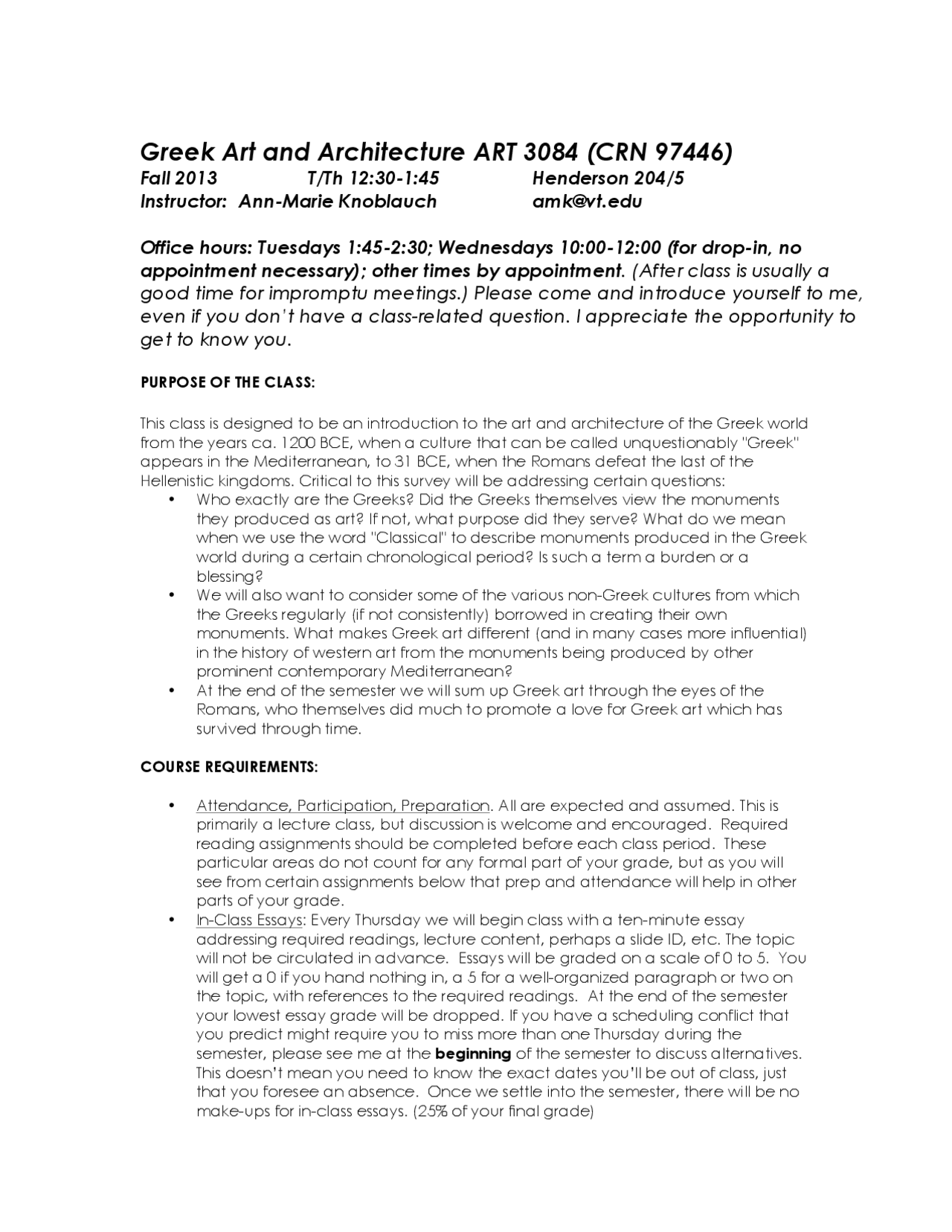 Lecture Notes On Greek Art And Architecture Art 3084 Docsity