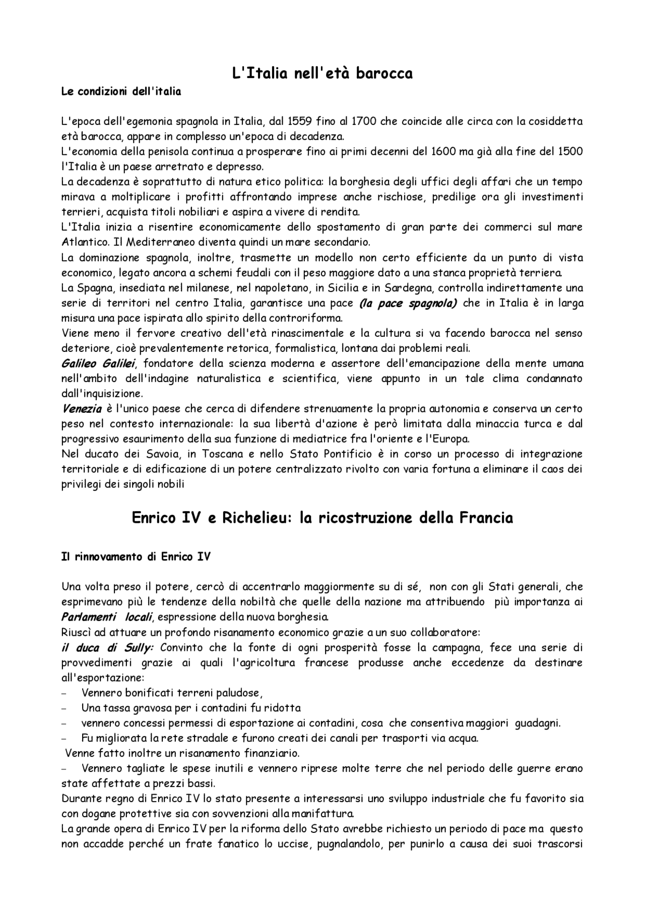 Storia Moderna Docsity