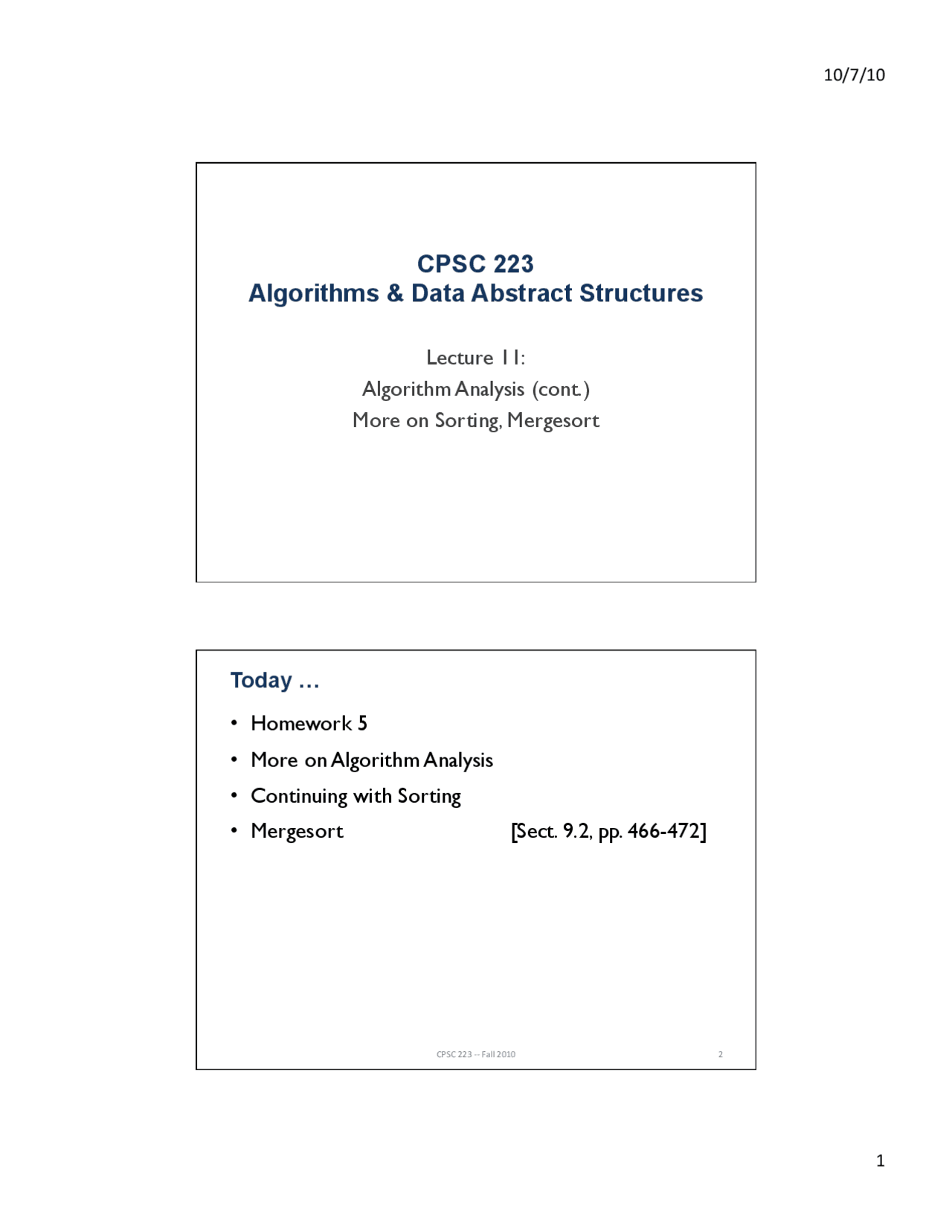 Algorithm Analysis Algorithms And Abstract Data Structures Lecture 6041