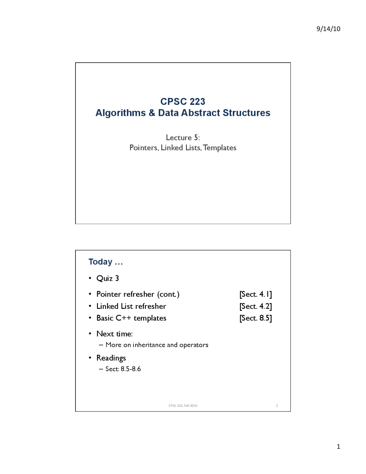 Pointers Algorithms And Abstract Data Structures Lecture Slides Docsity