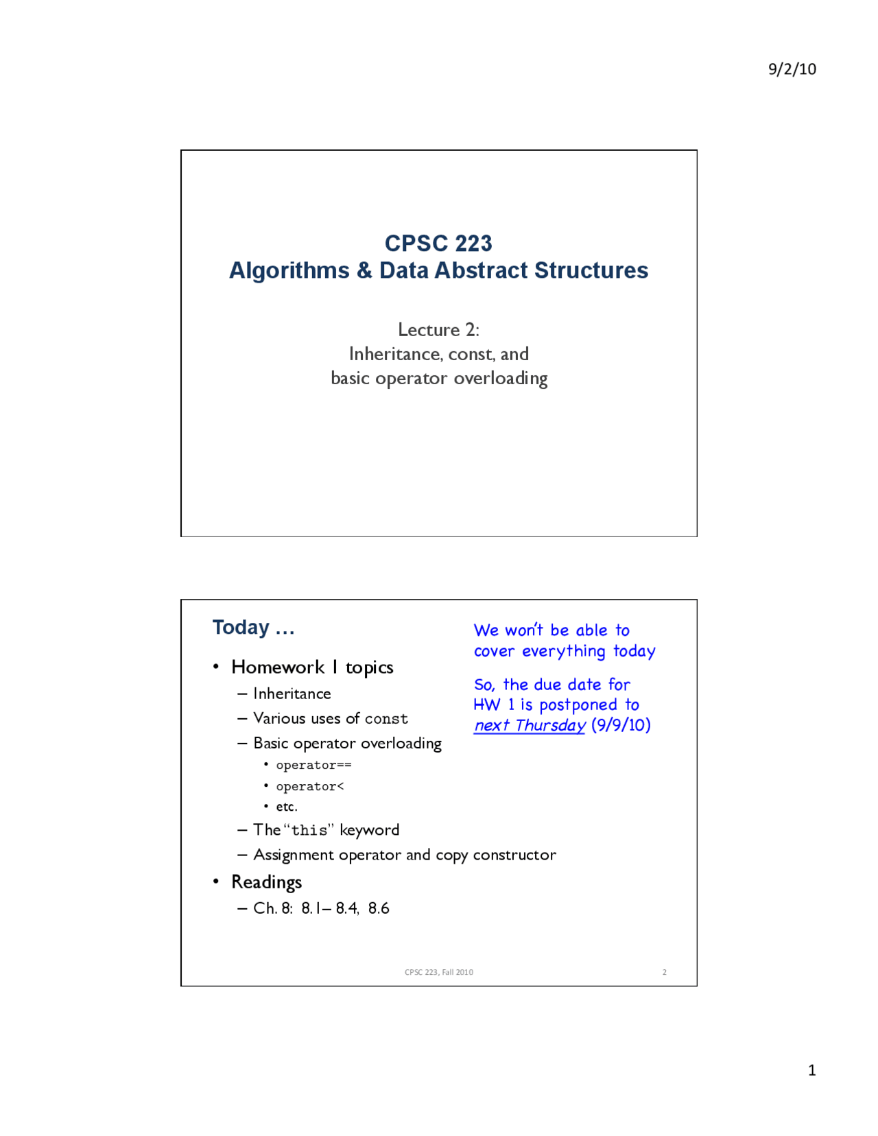 Inheritance Algorithms And Abstract Data Structures Lecture Slides