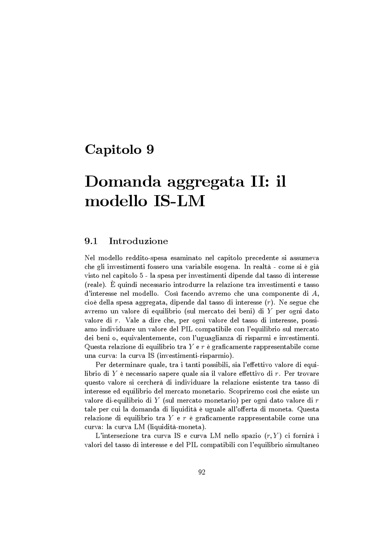 Domanda Aggregata Modello Is Lm Docsity