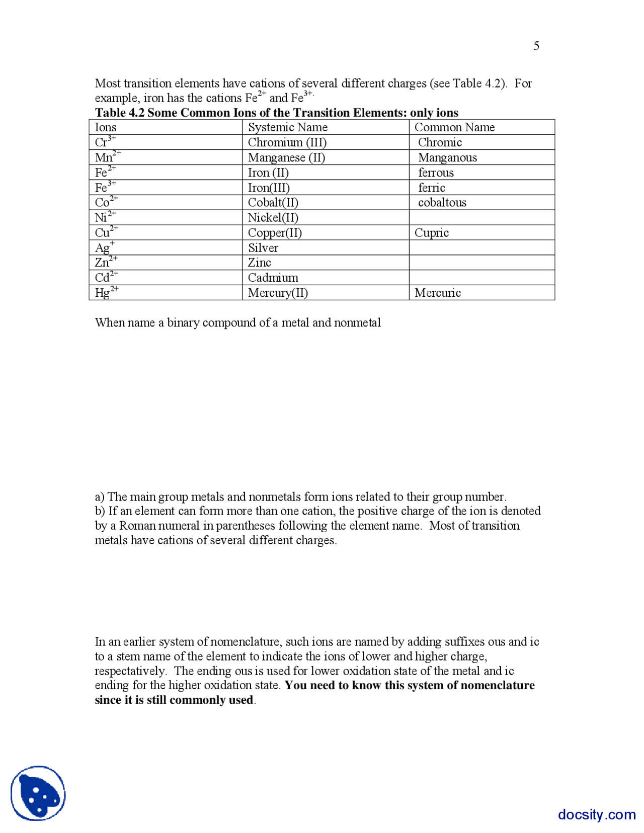 Chemical Introduction To College Chemistry Lecture Notes Docsity