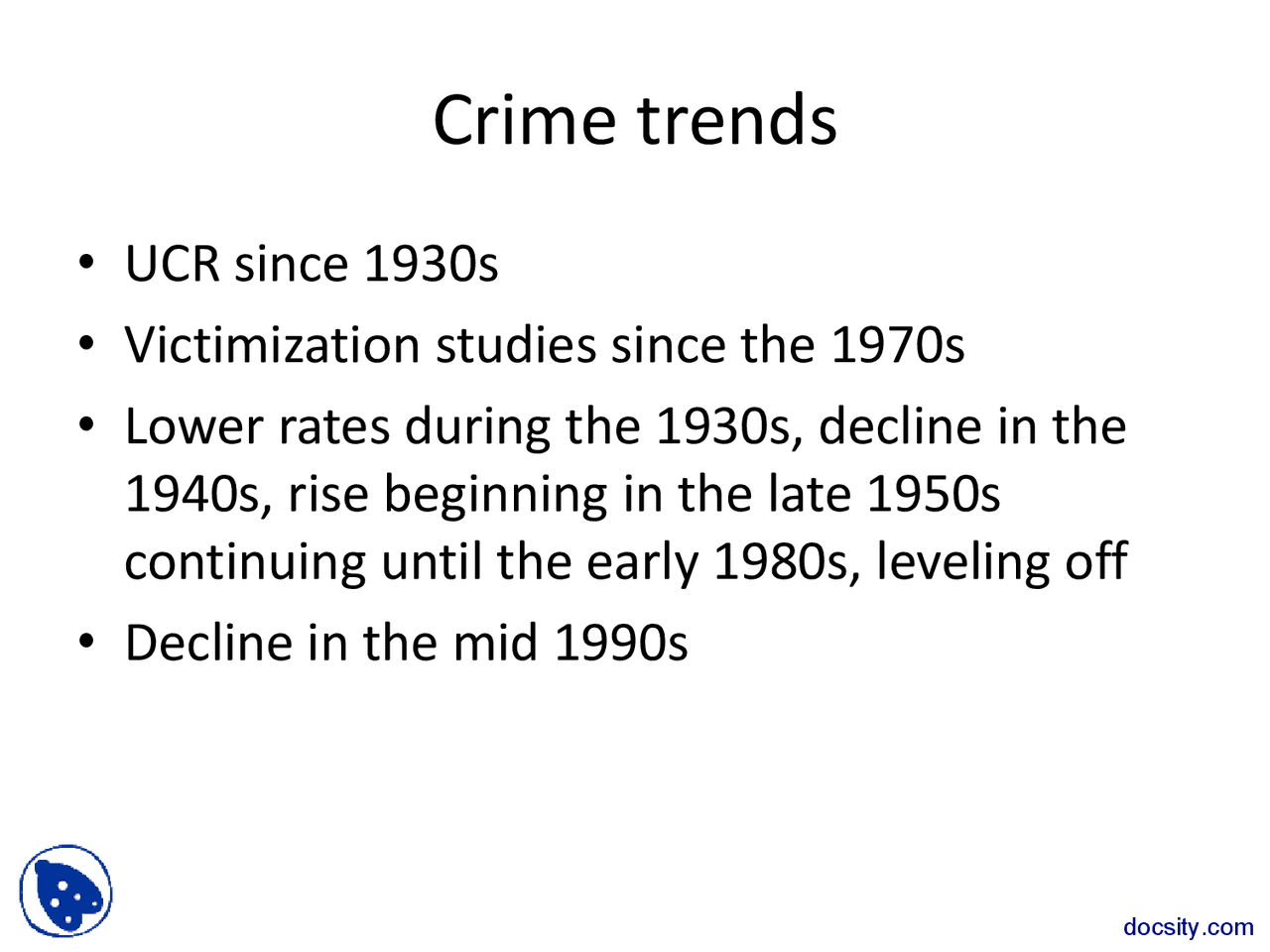 Crime Trends Criminal Justice System Lecture Slides Docsity