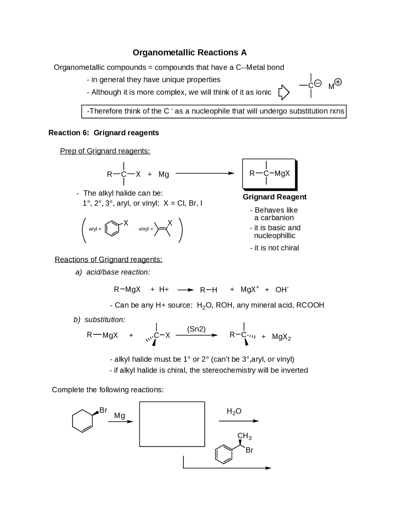 Lecture Notes On Organometallic Reactions A Chm 332 Docsity