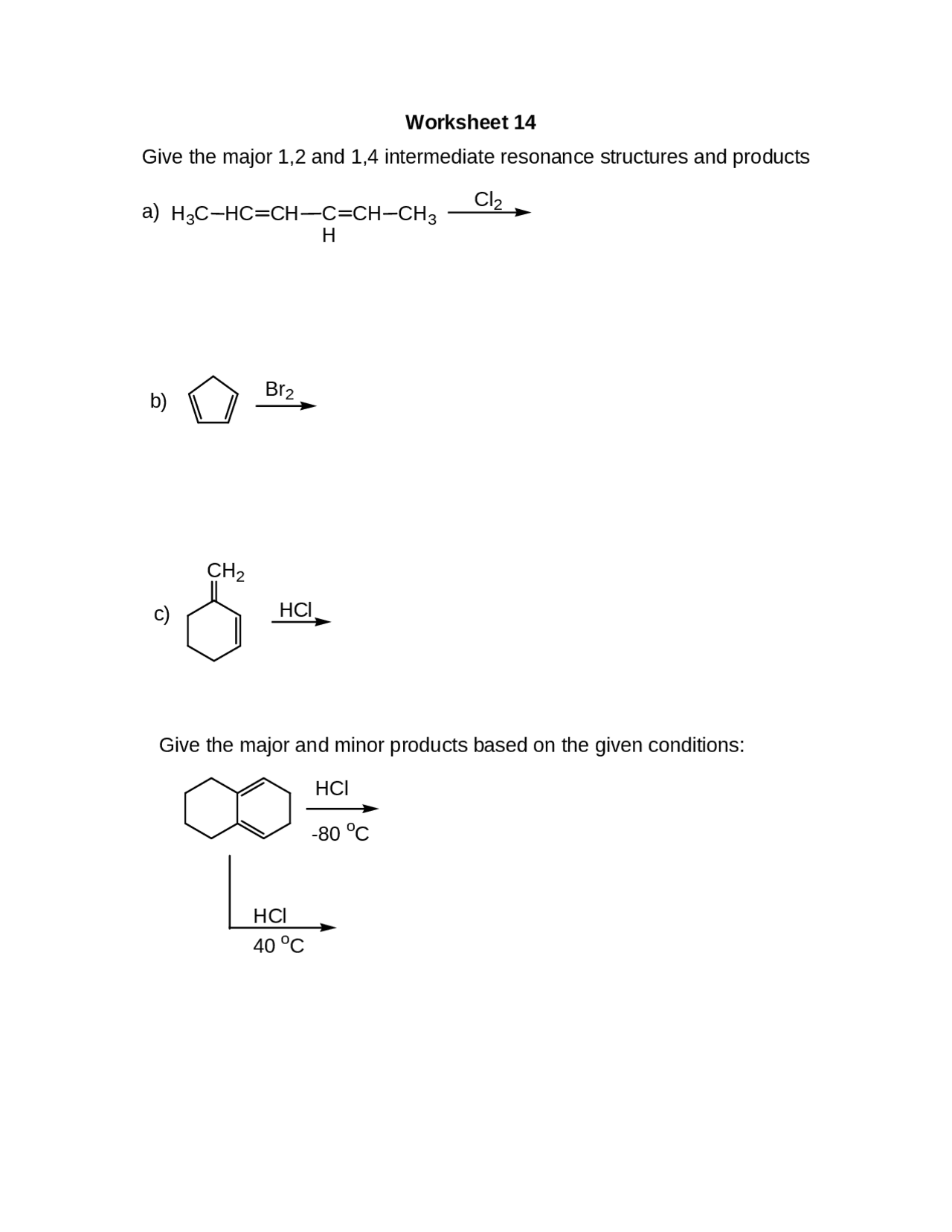 Worksheet 14 Questions - Organic Chemistry II | CHM 332 - Docsity
