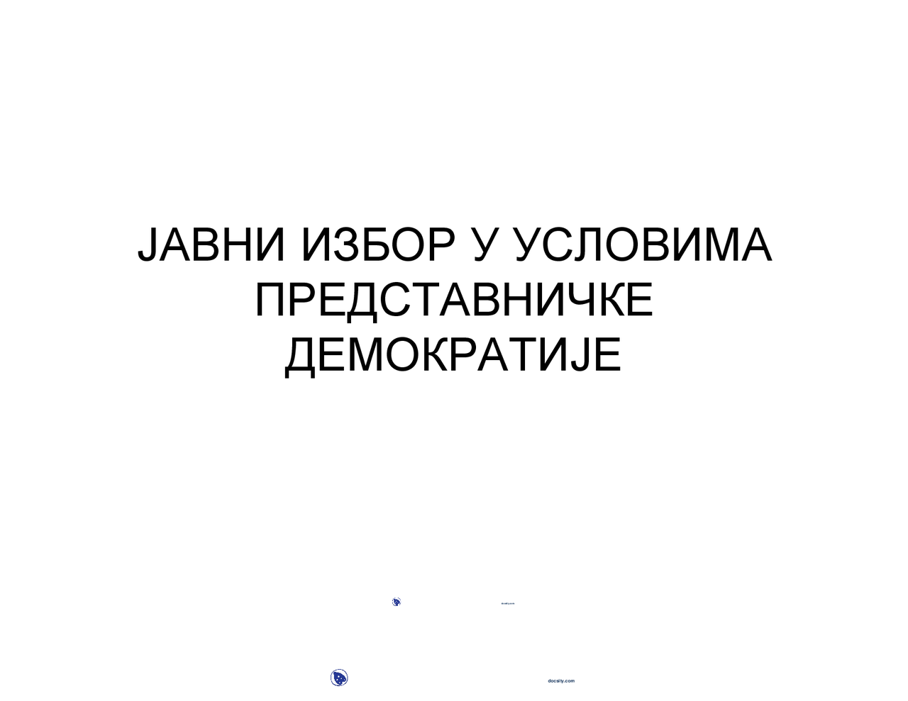 Javni Izbor U Uslovima Predstavnicke Demokratije Skripta Komaparativni