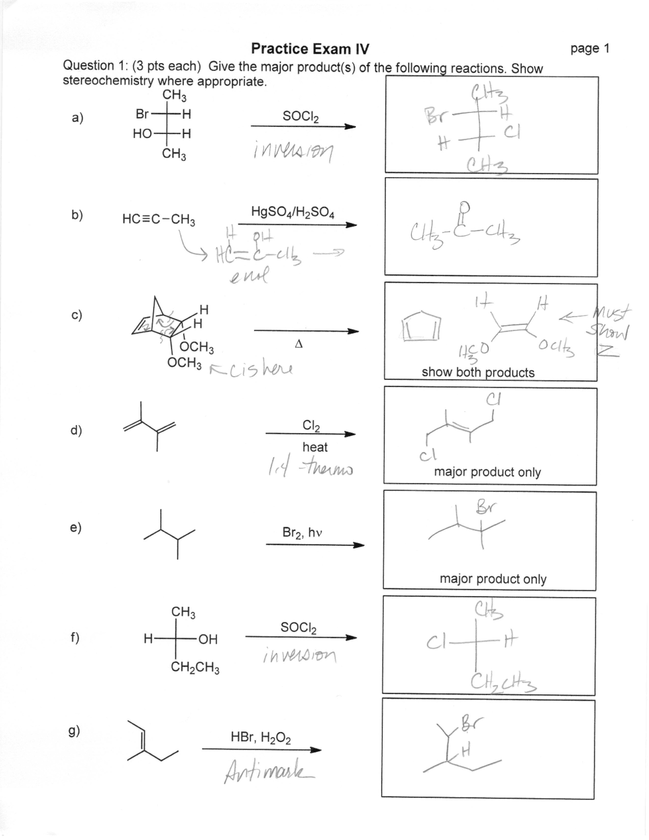 Solved Questions on Organic Chemistry II - Practice Exam 4 | CHM 332 ...