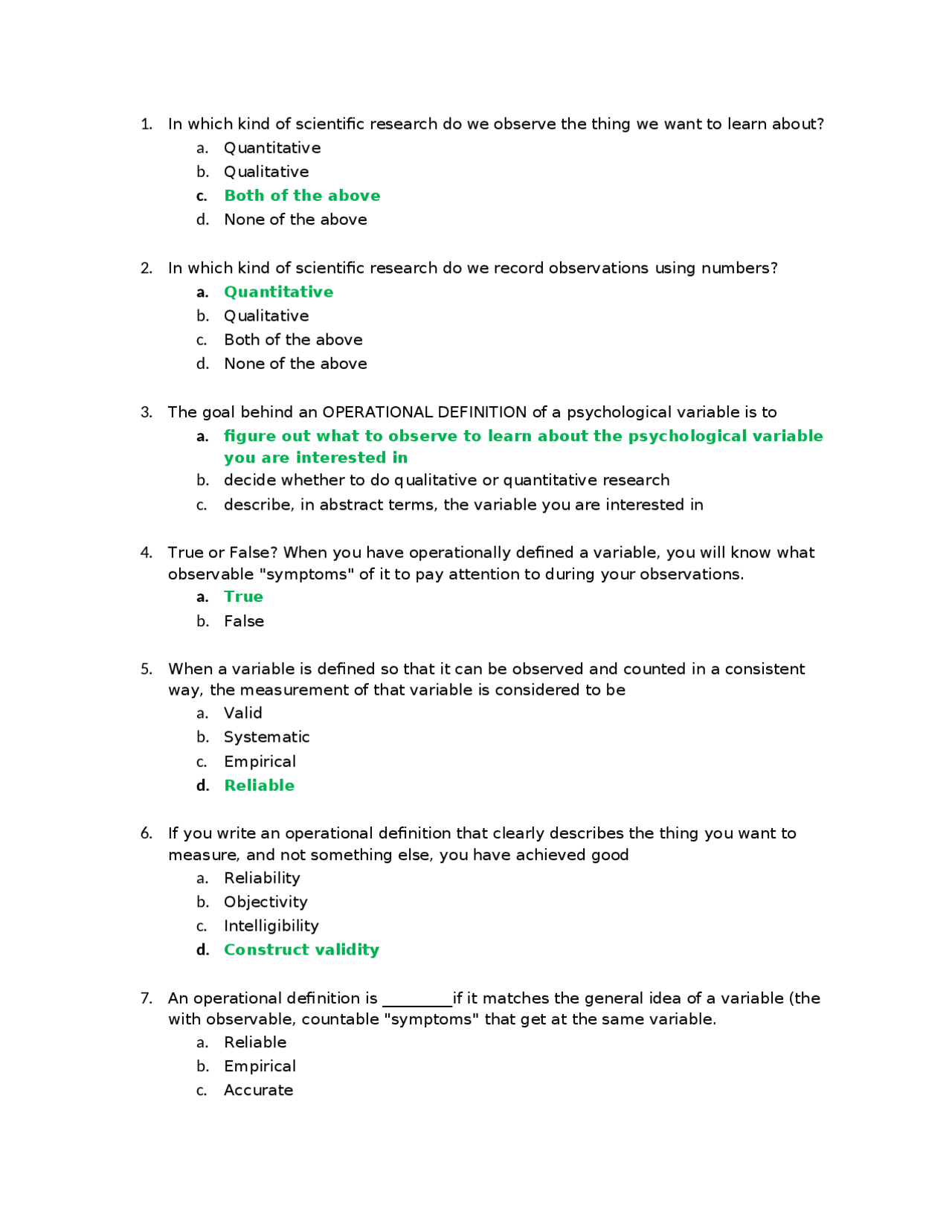 Research Methods In Psychology Questions With Solutions Psy 23100