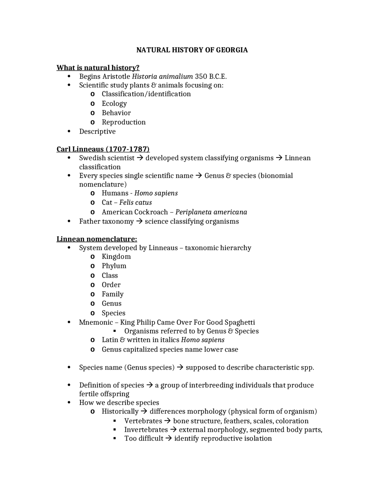 Exam 1 Study Guide - Natural History of Georgia | GEOG 1200 - Docsity