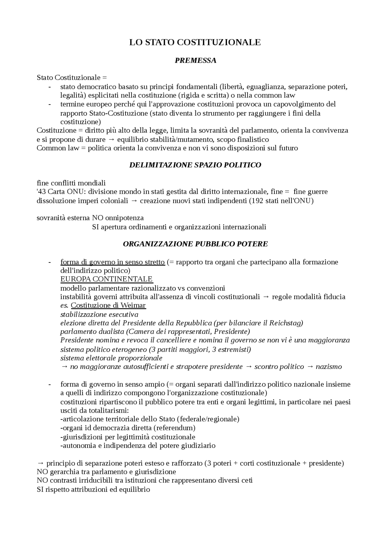 Stato Costituzionale Docsity