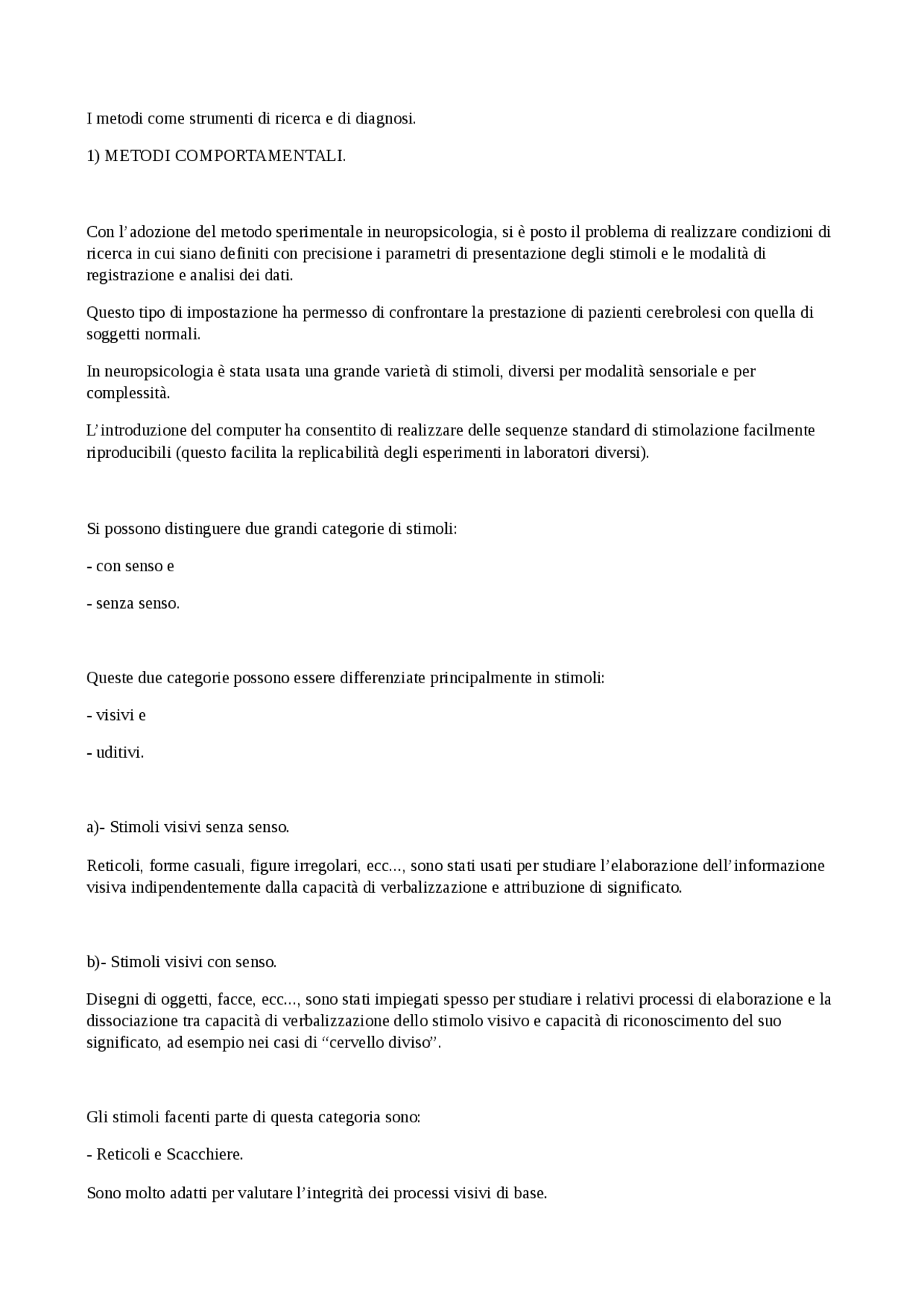 I Metodi Come Strumenti Di Ricerca E Di Diagnosi Docsity
