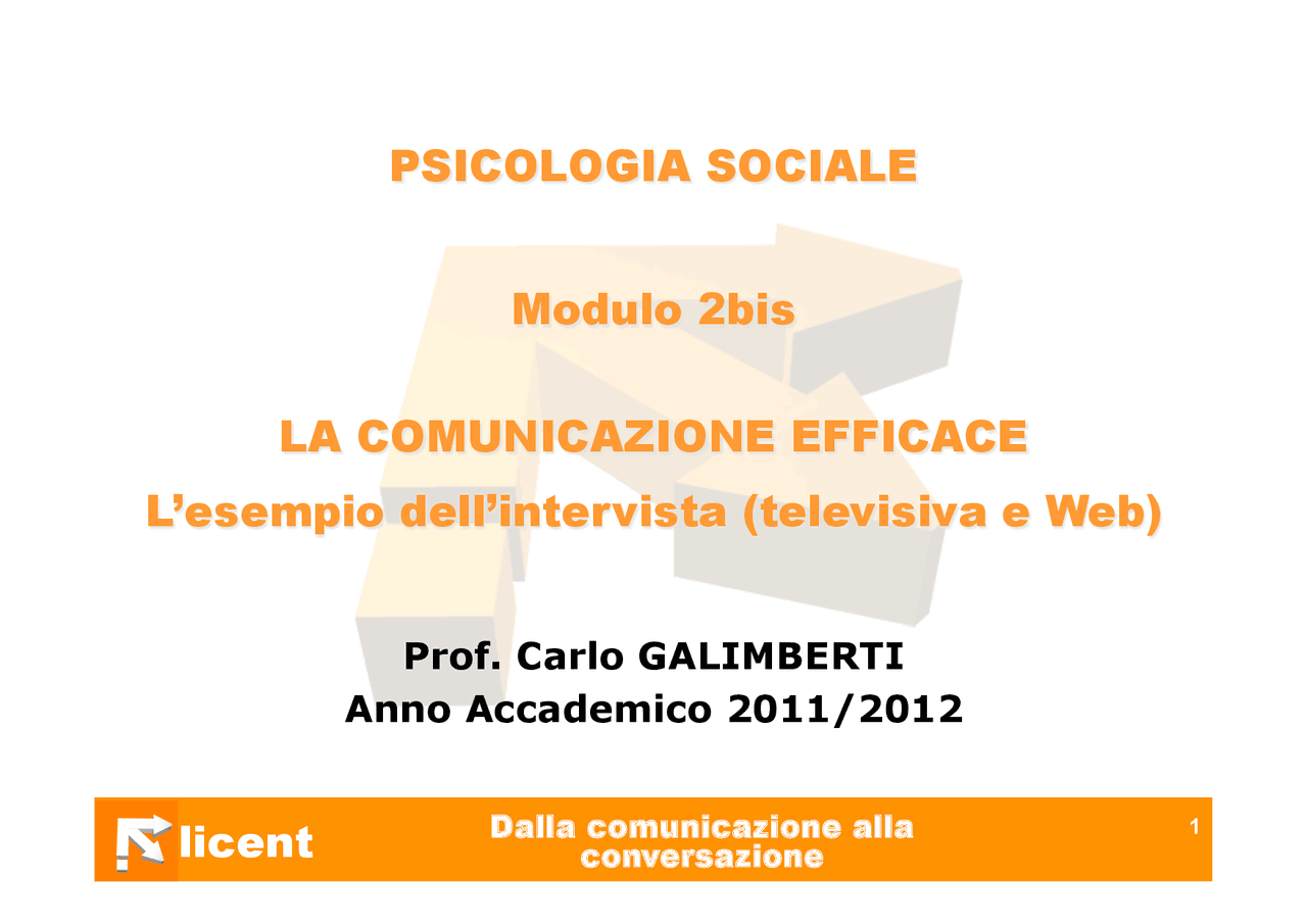 Psicologia Sociale Della Comunicazione Modulo 2 Bis Slide Di