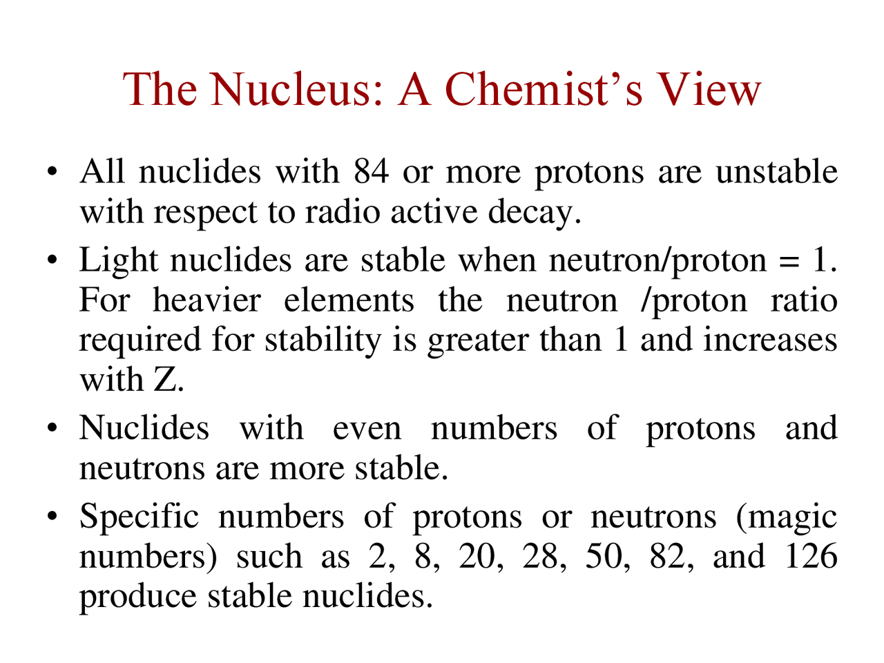 Nucleus - General Chemistry - Lecture Slides - Docsity