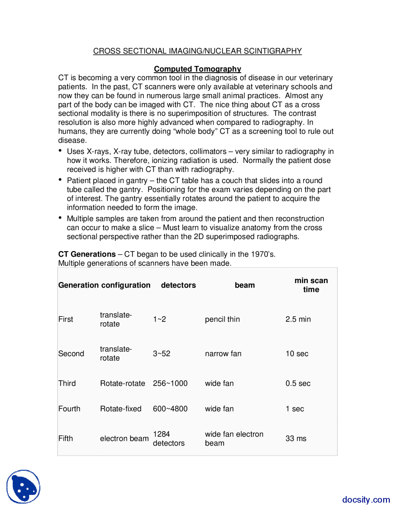 Cross Sectional Imaging - Radiology - Lecture Notes | Study notes ...