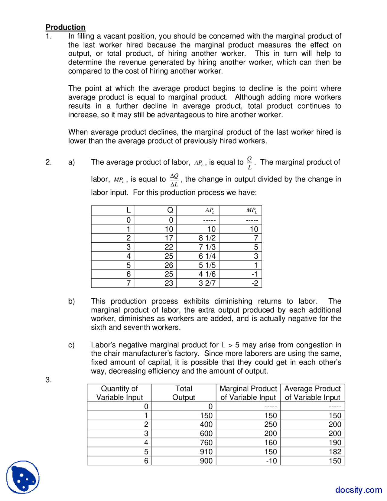Production Intermediate Microeconomics Solved Assignment Docsity