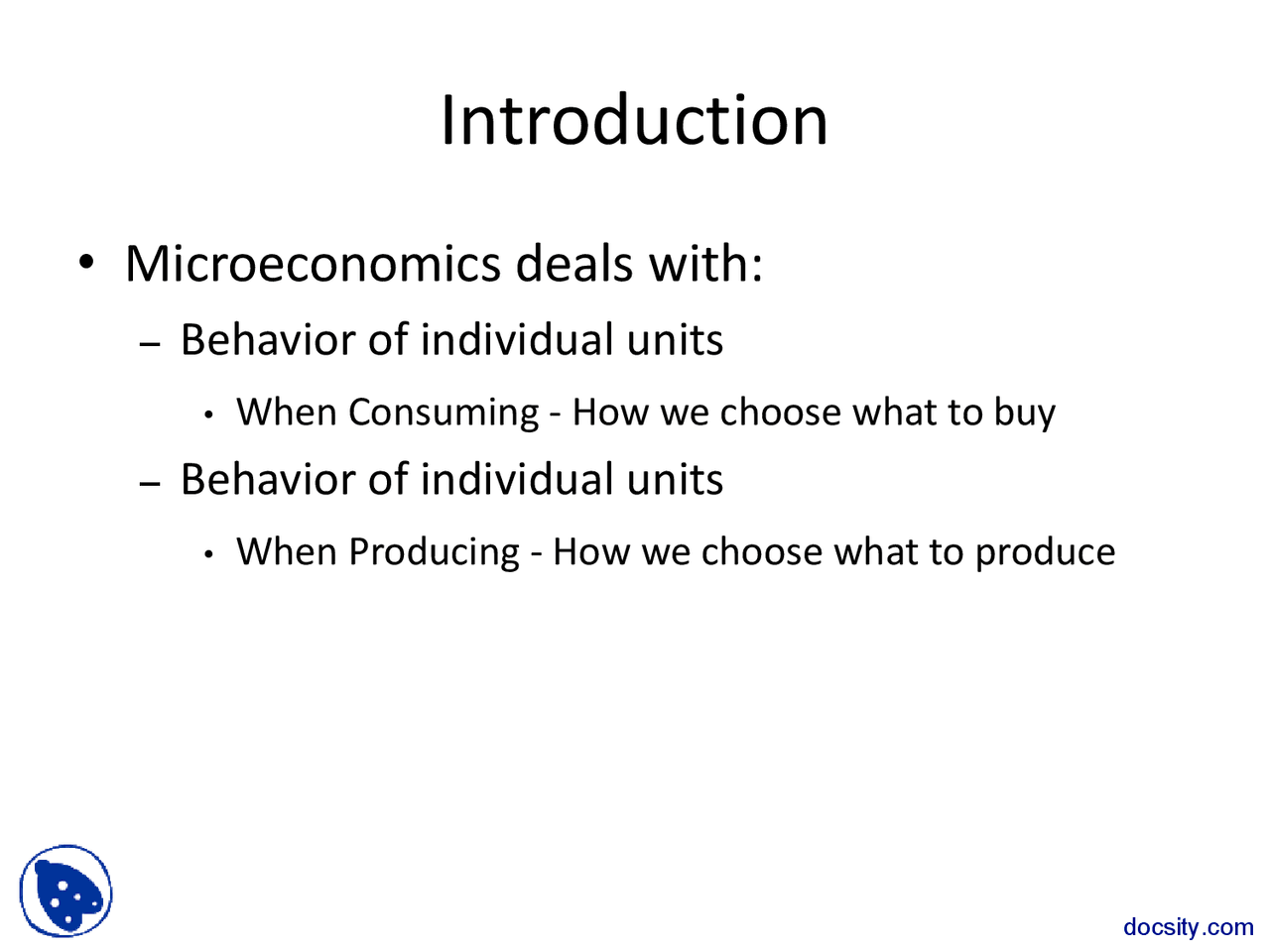 Introduction Intermediate Microeconomics Lecture Slides Slides