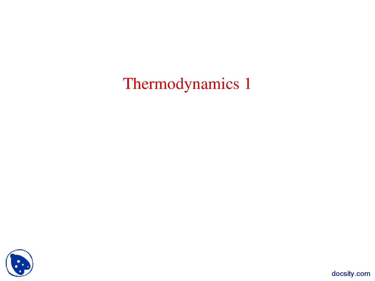 Thermodynamic Introduction To Physical Chemistry Lecture Slides