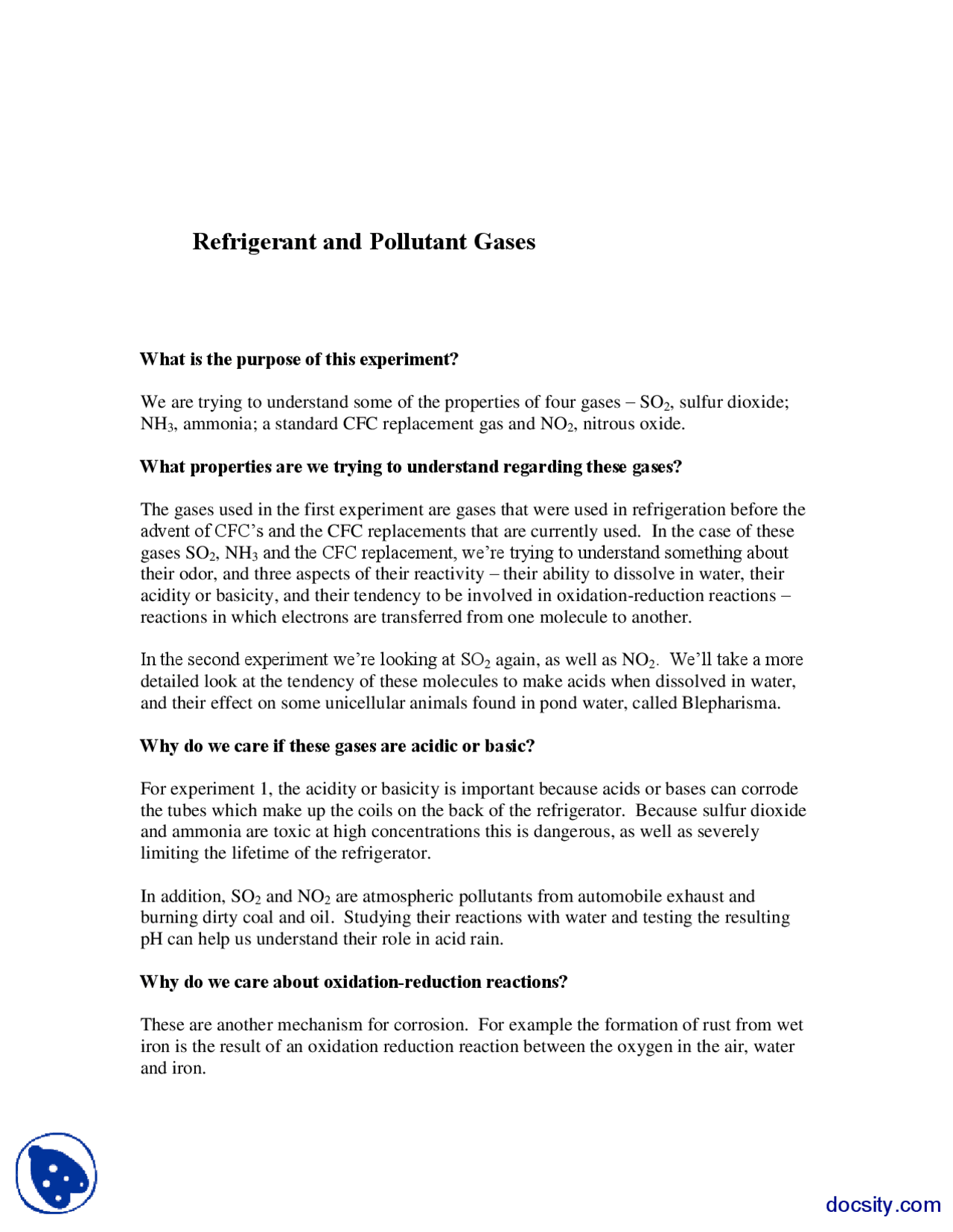 Refrigerant And Pollutant Gases Pollutants In The Environment Lab